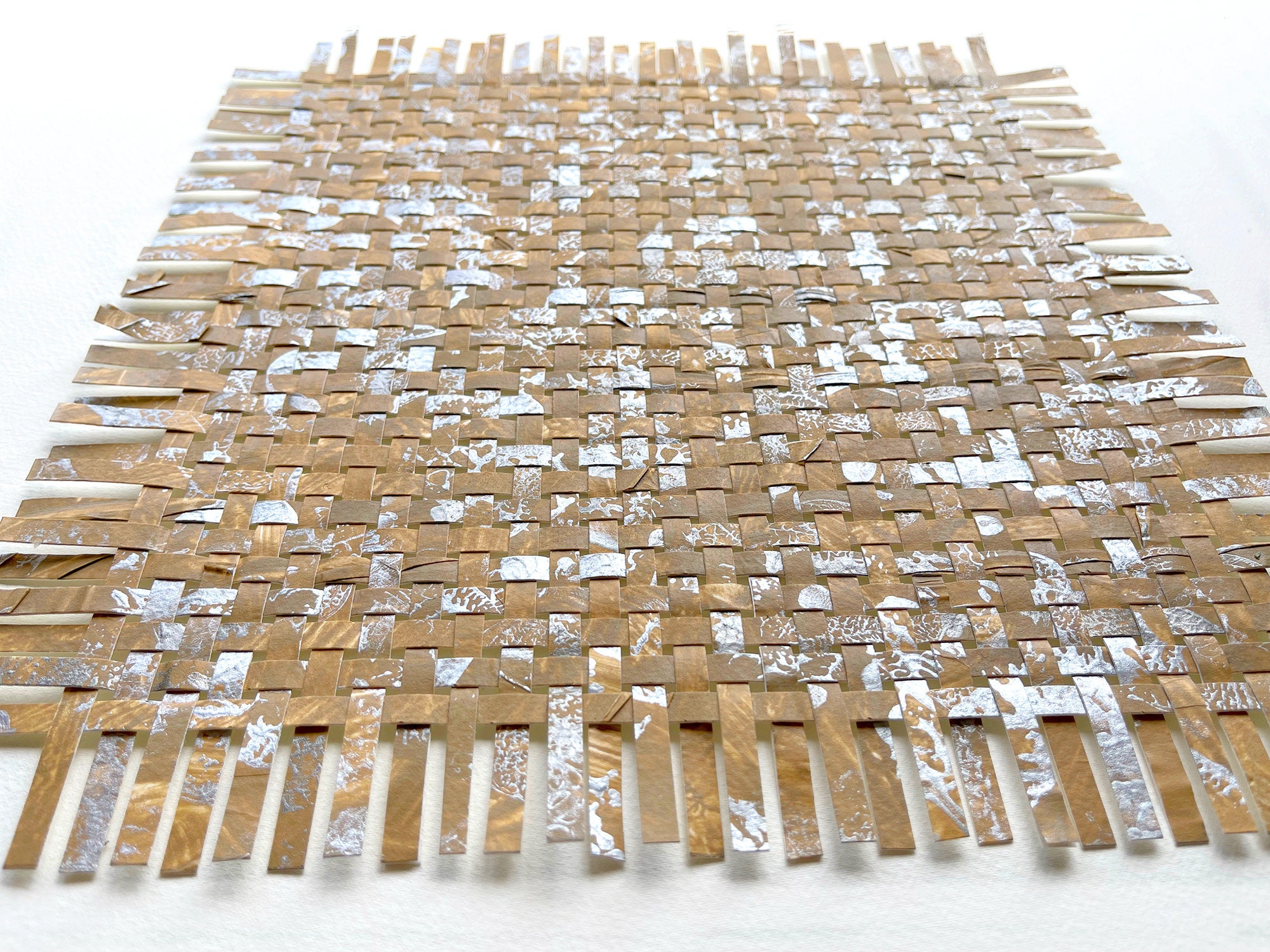 Silver Aspen Paper Weaving- 12x12- Paper Weaving Art- Brown, Silver ...