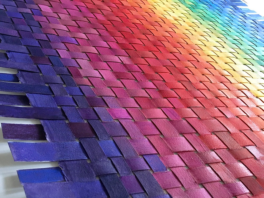 Rainbow Paper Weaving- 31x29 - Woven Paper- Color Spectrum- Pride Art ...