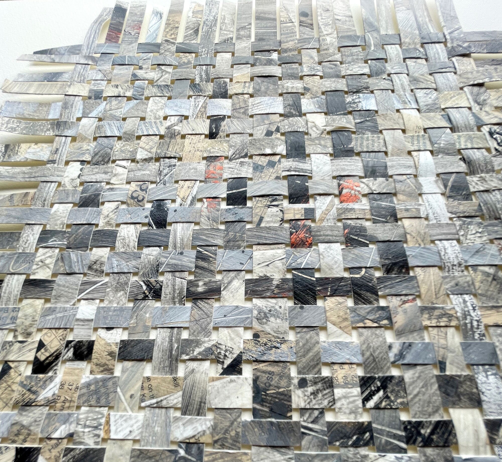 Crossword Paper Weaving- 14x13- Original Handmade Art- Black, Grey ...