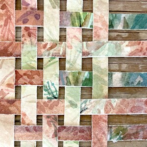 Forest Paper Weaving- 5 Inches Square- Small Abstract Art- Handwoven ...