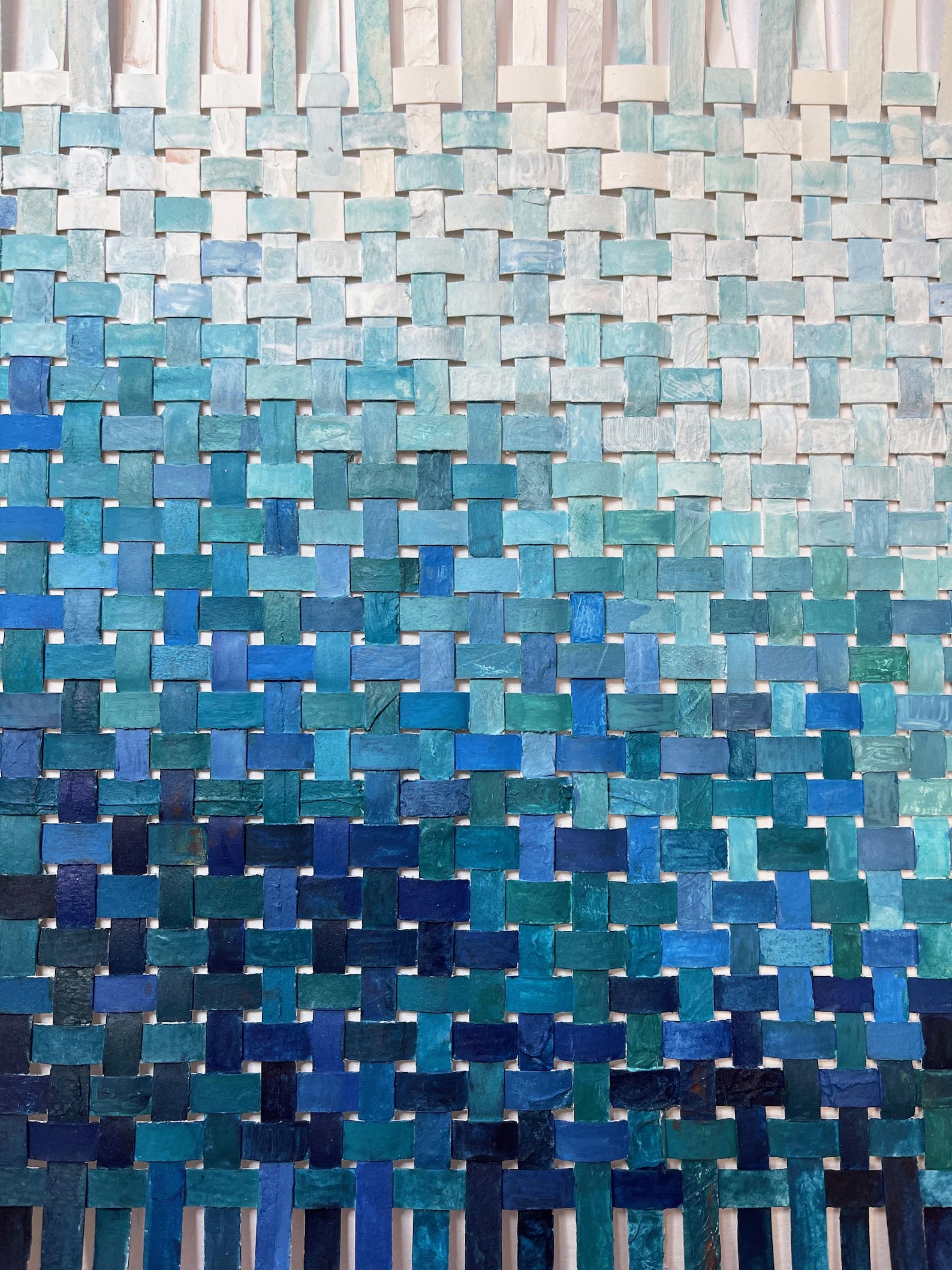 Turquoise Ombre Paper Weaving- 10x15- Hand Woven- Blue Abstract Art ...