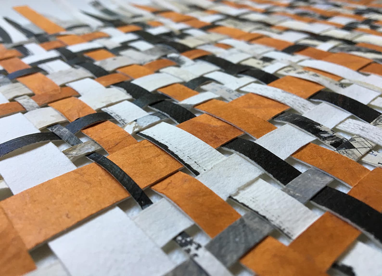 16x16 Paper Weaving- Black White, Rust- Paper Weaving Art- Original ...
