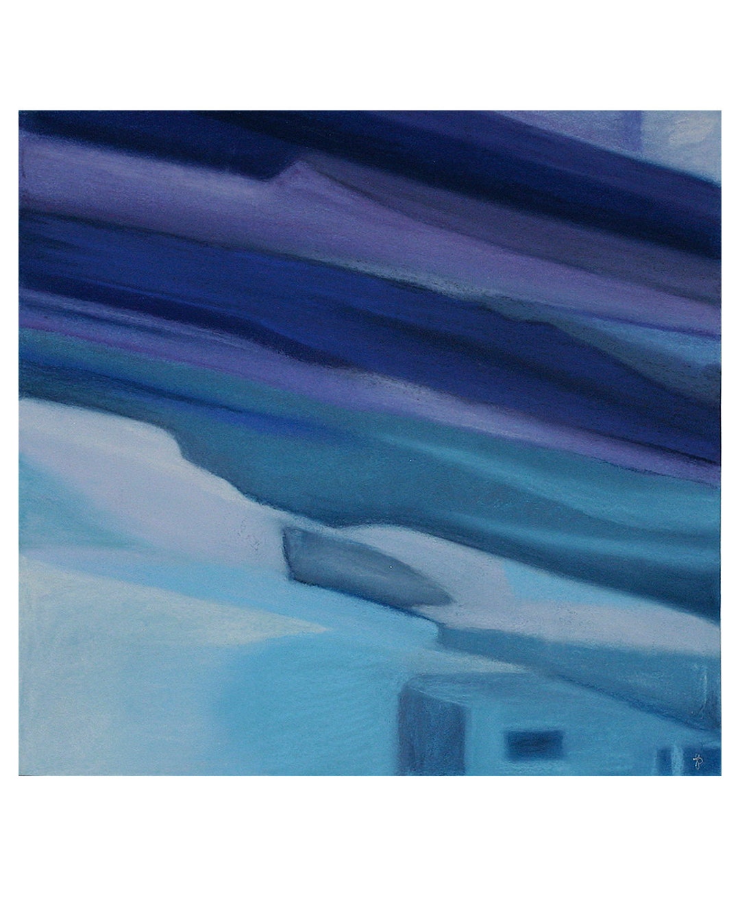 Blue Pastel Abstract- 11x11- Original Drawing on Paper- Handmade Art ...