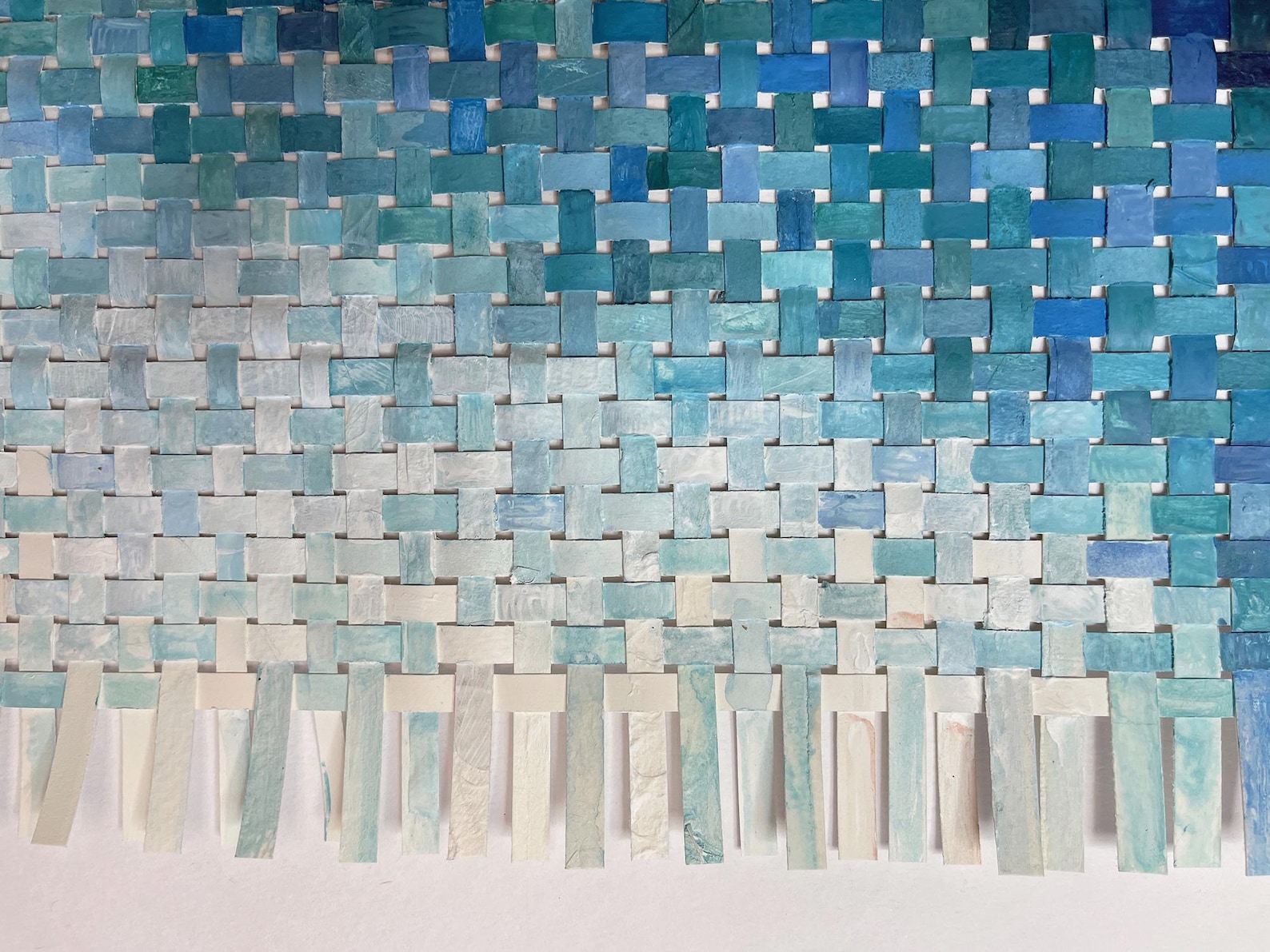 Turquoise Ombre Paper Weaving- 10x15- Hand Woven- Blue Abstract Art ...