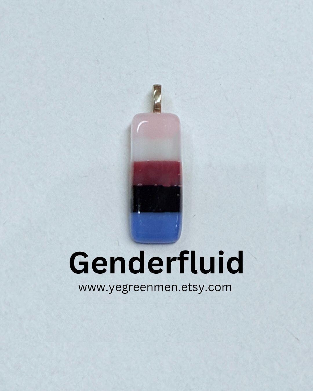 Gender Fluid Pendant Fused Glass Handmade Free UK Postage. Lgbt Lgbtq+ ...