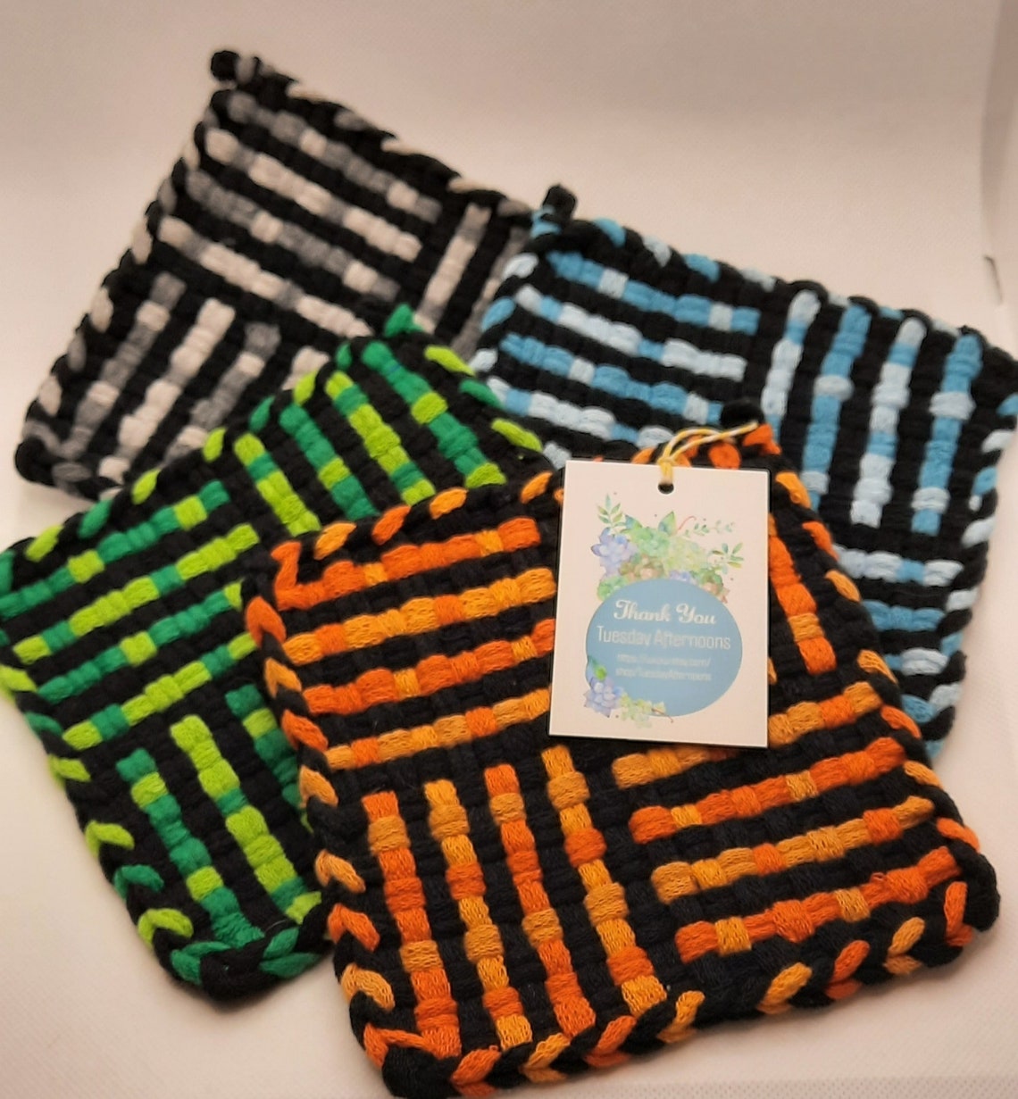 Handmade Woven Potholders 6x6 Maroon Autumn Willow and off - Etsy