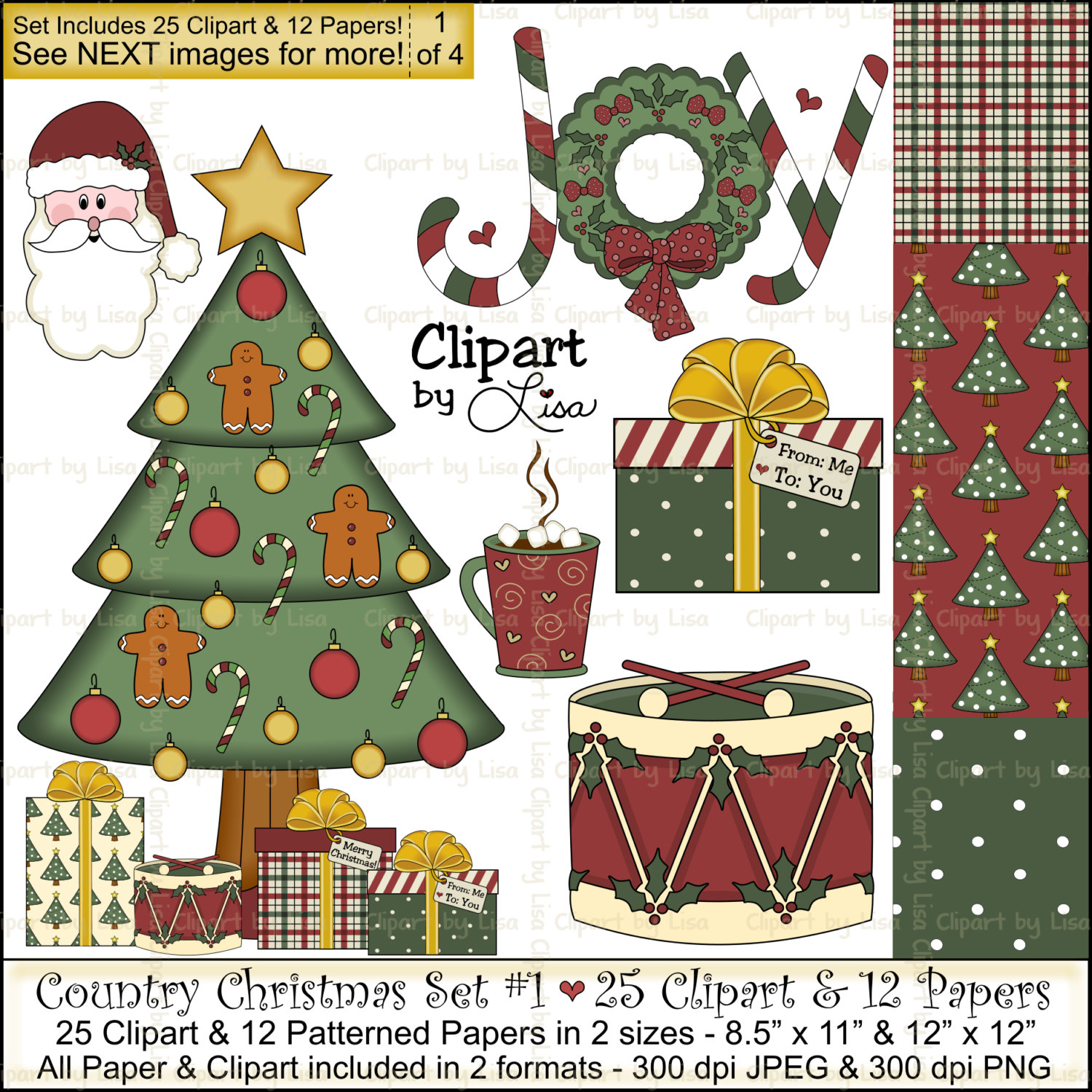 Country Christmas Tree Clipart