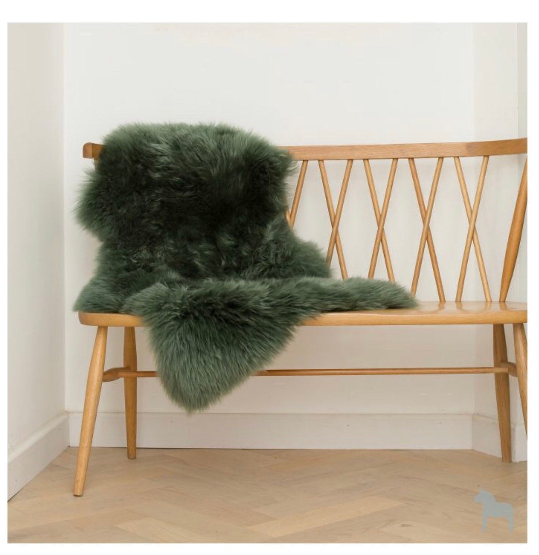Forest Green Sheepskin Rug, Dark Green Sheepskin , Botanical Theme ...