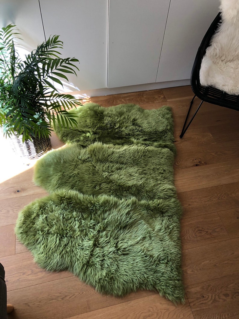 Sheepskin Rug Green Sheepskin Rug Triple Size Large - Etsy UK