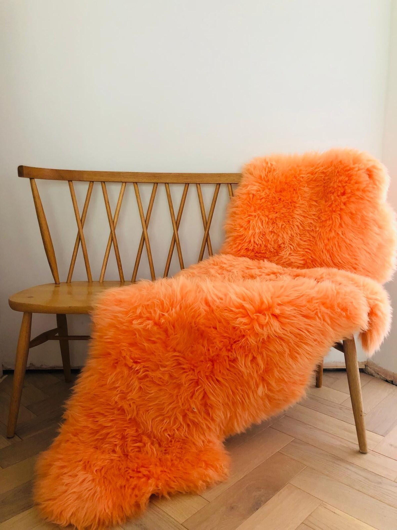 Bright orange sheepskin rug genuine sheepskin fur rug | Etsy