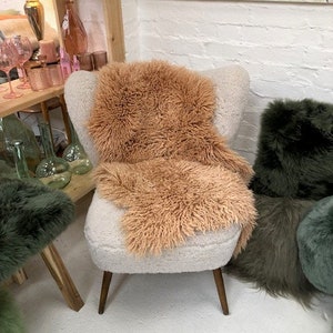 Butterscotch Curly Sheepskin Rug, Single Size, Chair Cover, Bed Throw ...
