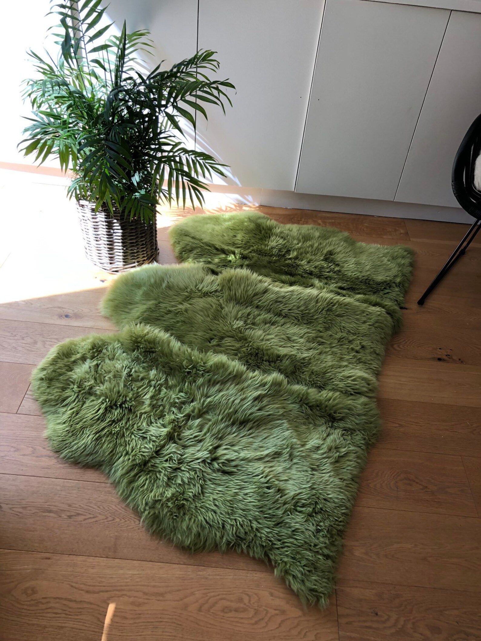 Sheepskin Rug, Green Sheepskin Rug, Triple Size, Large Sheepskin ...