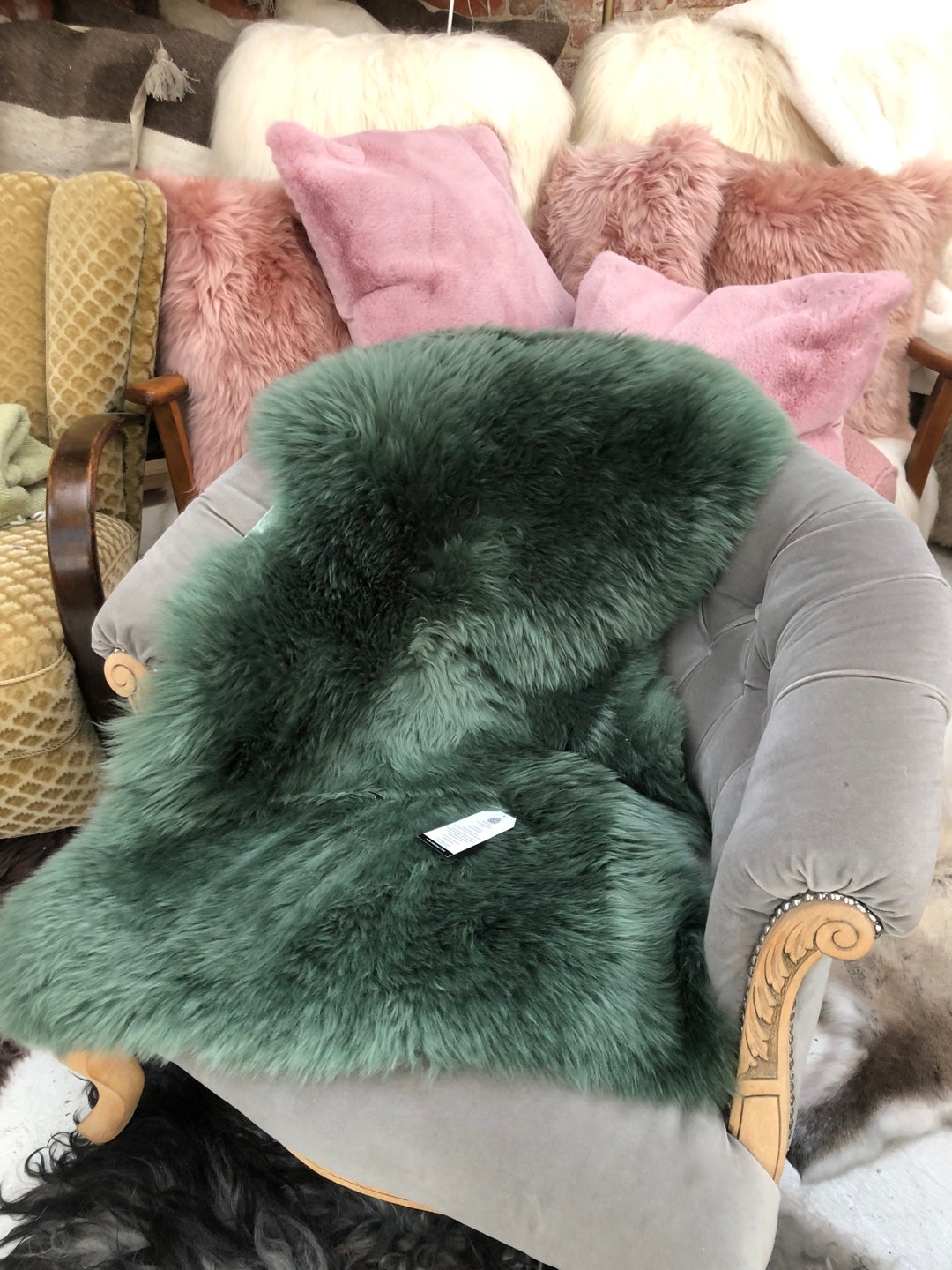 Green Sheepskin Rug - Etsy
