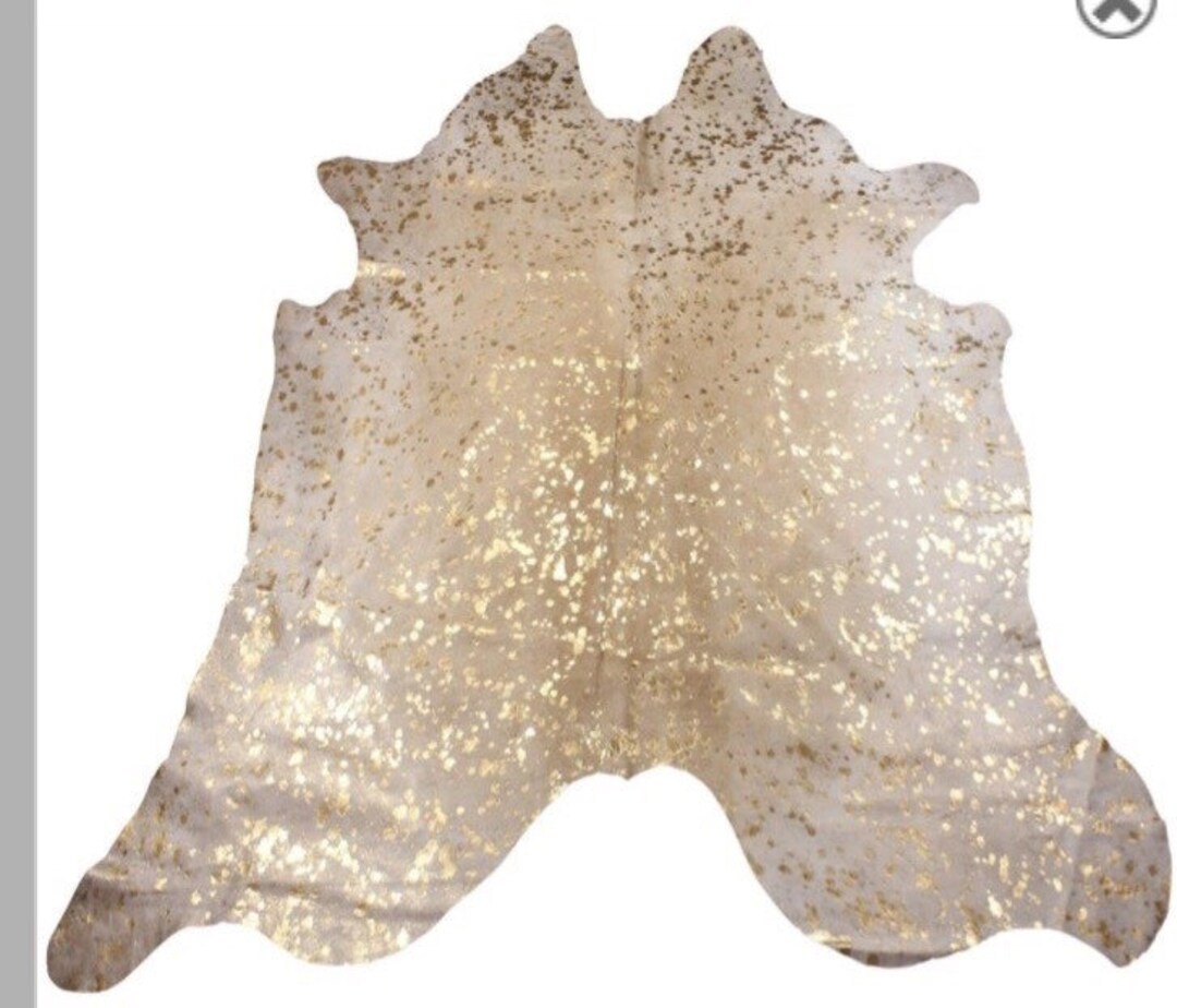 Cow Hide Rug Stunning Premium Luxury Gold Metallic on White Cowhide ...