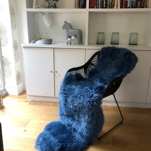 Large Sheepskin Rug, Double Length, Blue Sheepskin, Genuine Sheepskin ...