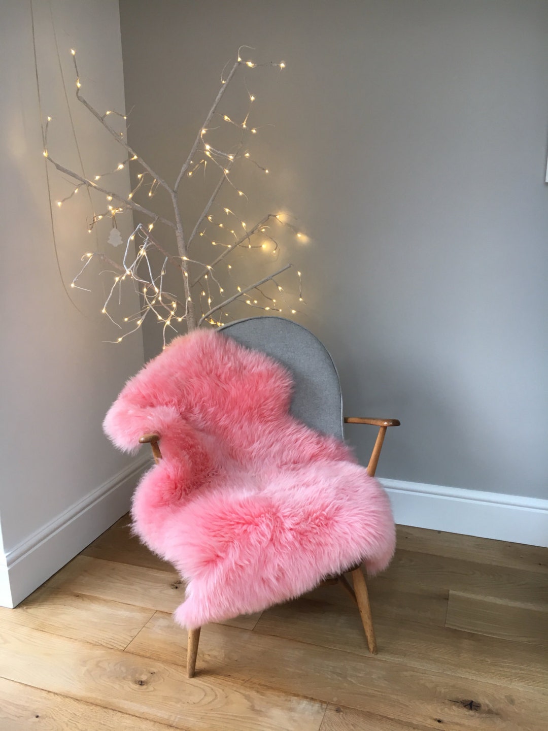 Pink Sheepskin Fluffy Rug Throw, Candy Pink , Girly Pink , Genuine ...