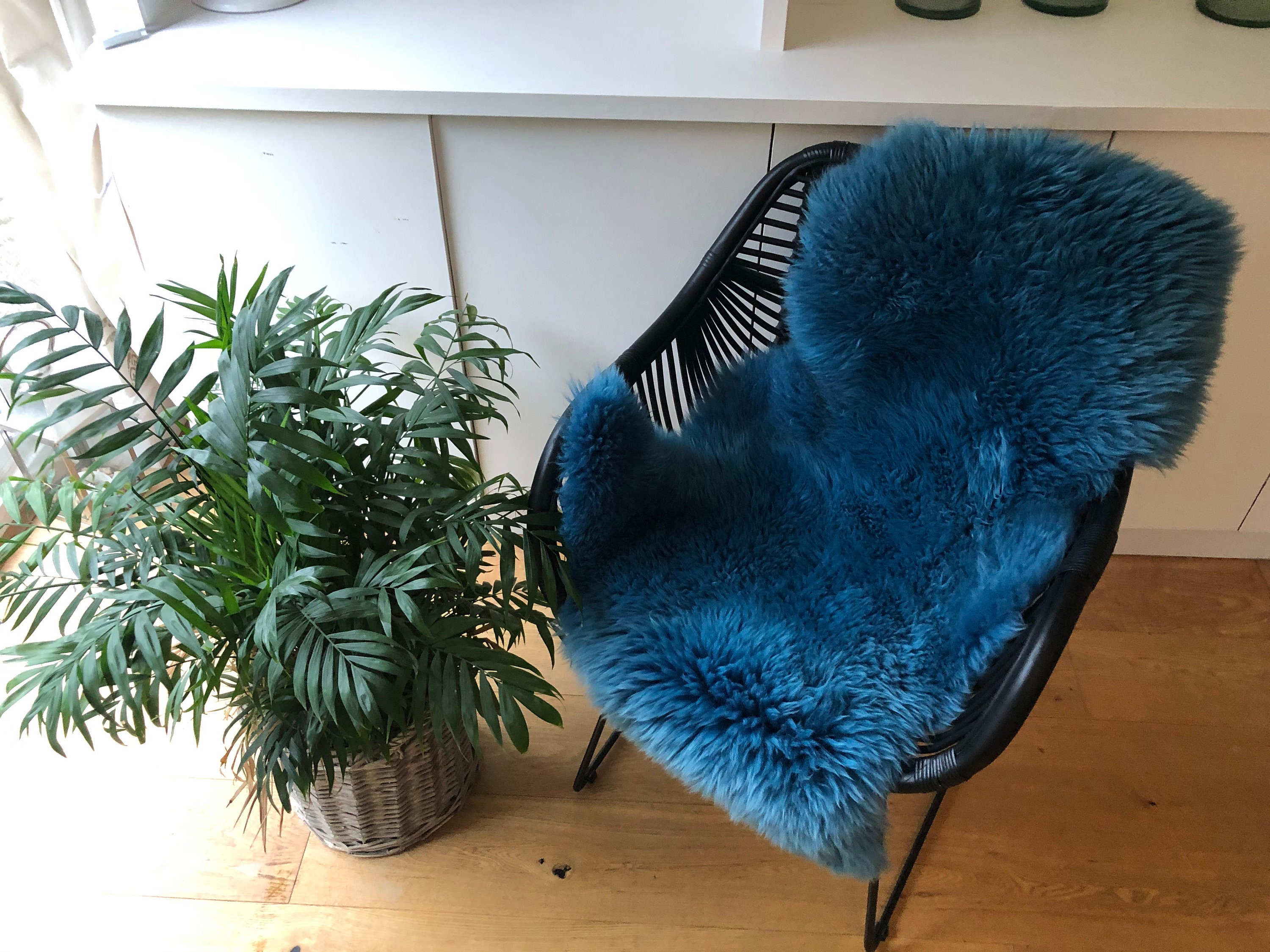 Blue Sheepskin Rug Sea Bluegreen Rug Blue Fur Rug Bed | Etsy