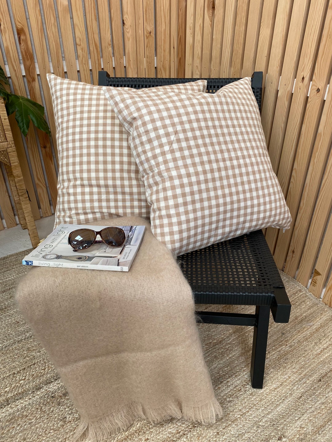 Taupe Gingham Scatter Cushions, Summer Cushions , Taupe Check Cushion ...