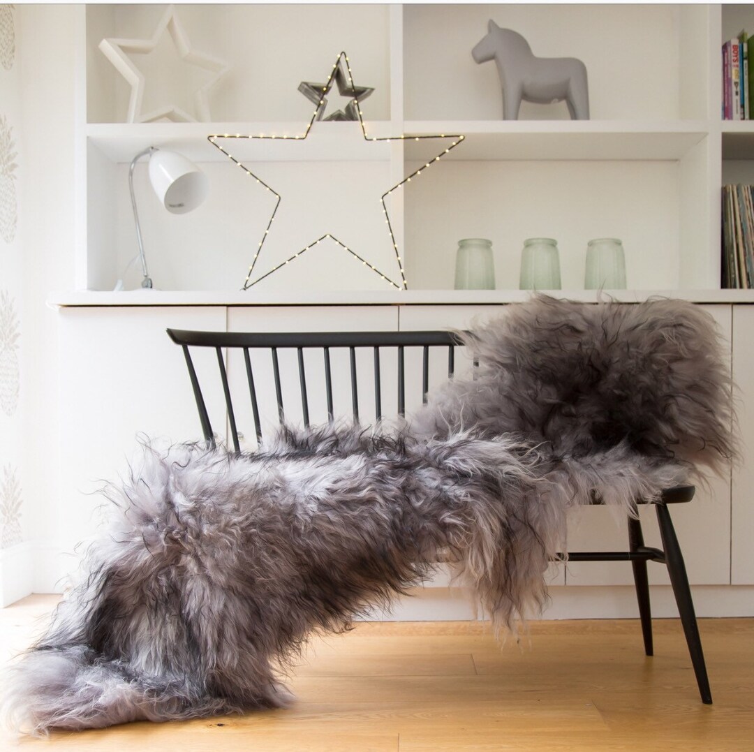 Grey Icelandic Sheepskin, Grey With Dark Grey Tips,icelandic Sheepskin ...