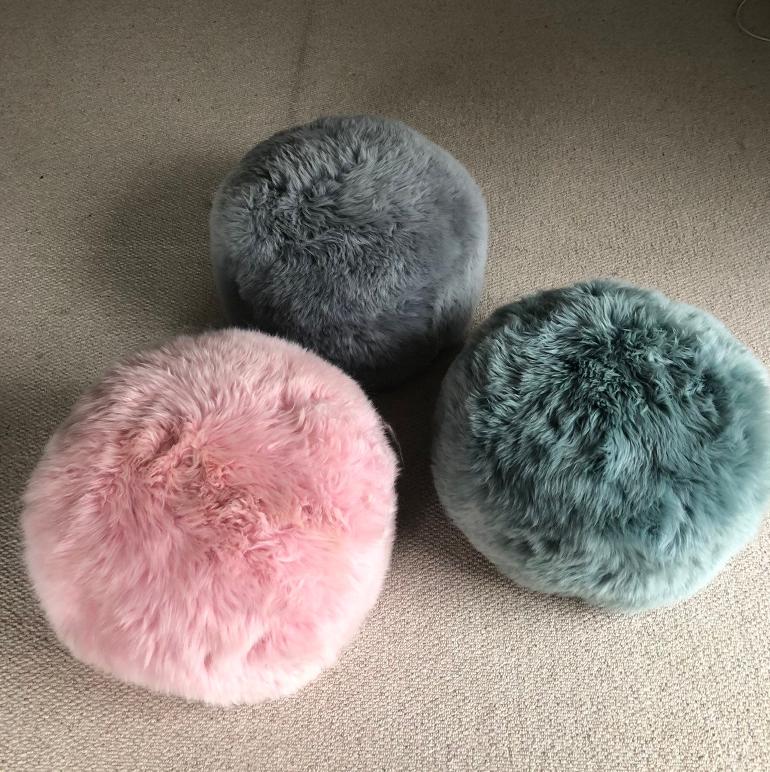 Pink Pouffe Pink Furry Footstool Pink Stool Hygge Interior - Etsy