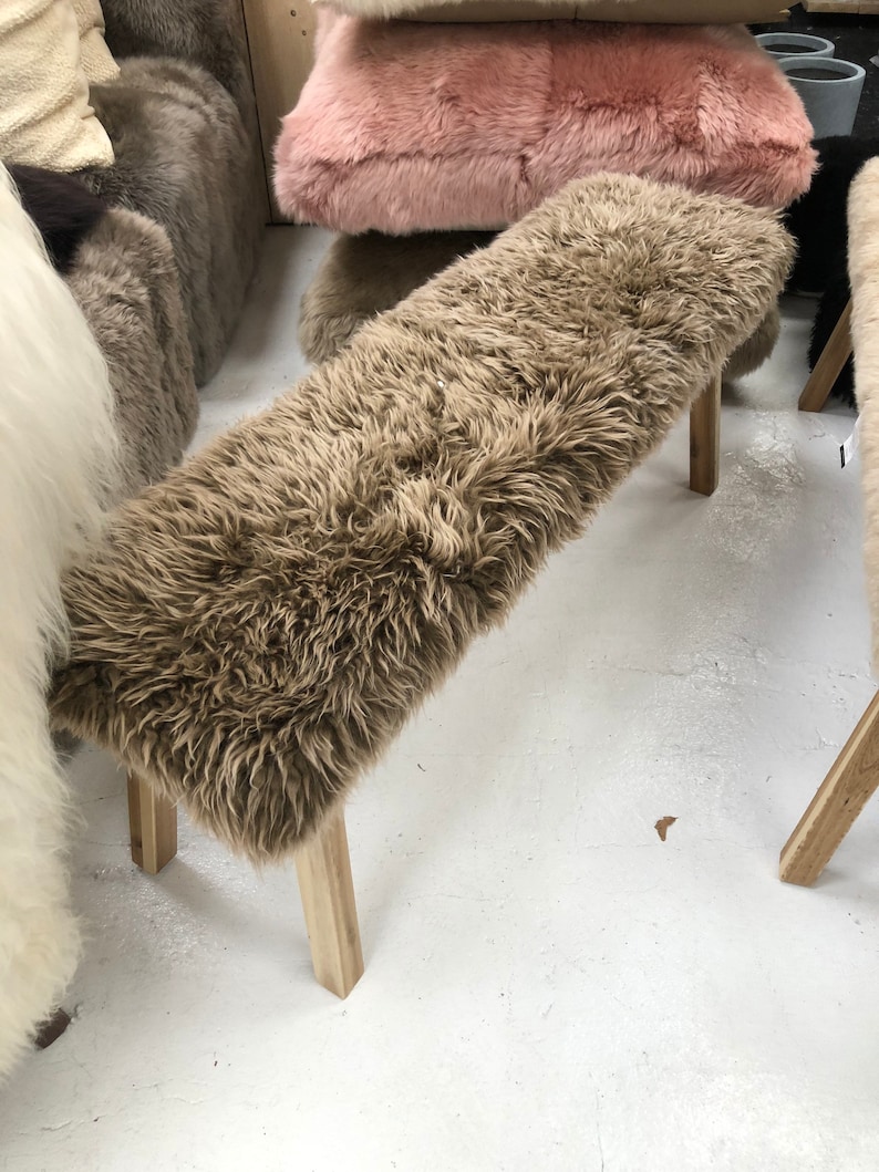 Sheepskin Covered Bench Genuine Sheepskin Bench Bench Seat | Etsy UK
