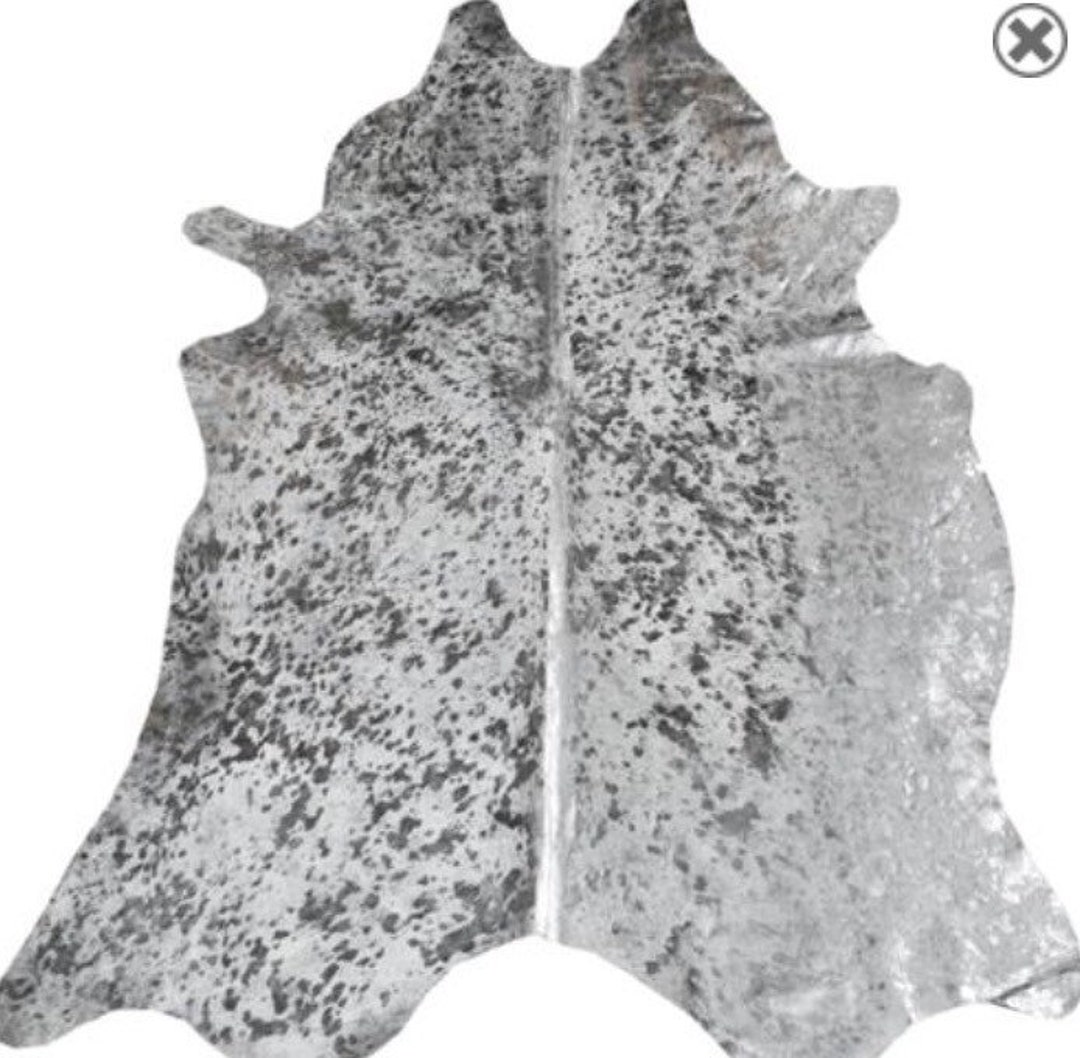 Cowhide Rug Stunning Grey Metallic on Grey Cowhide Luxury Genuine Hide ...