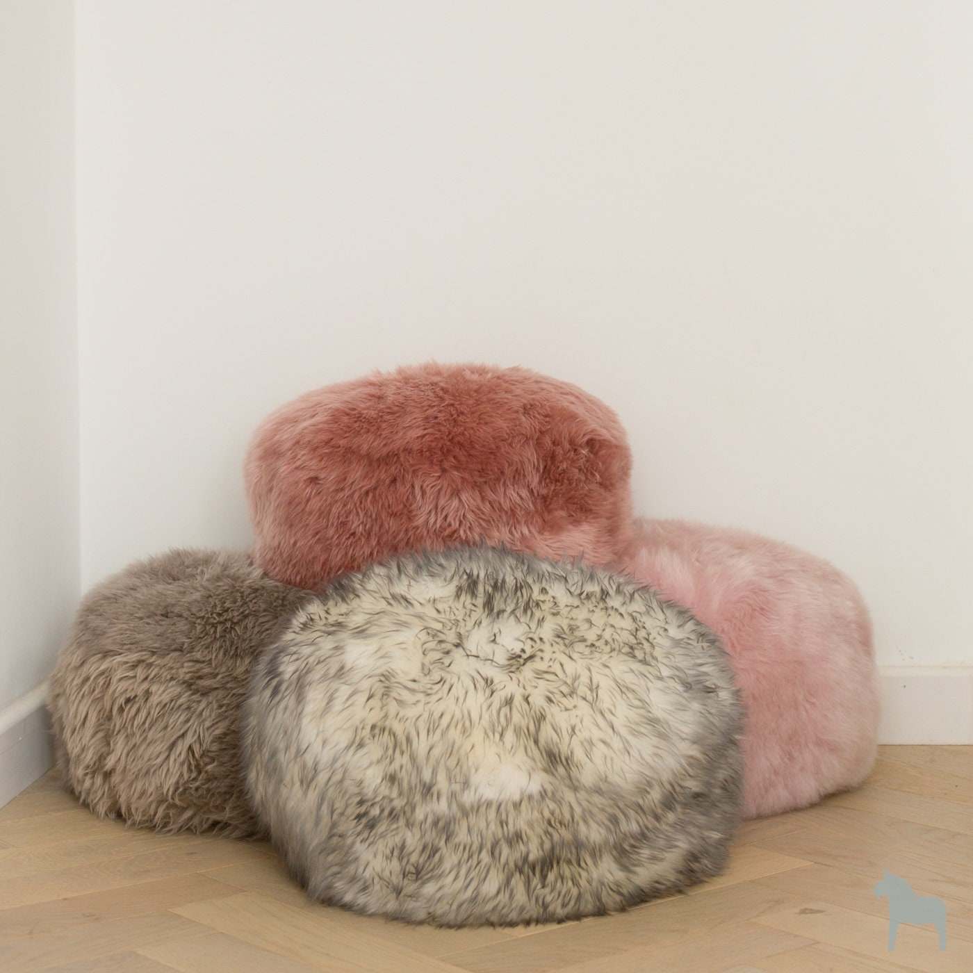 Black Sheepskin Pouffe Footstool Fur Pouffe Interior Decor - Etsy