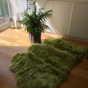 Sheepskin Rug, Green Sheepskin Rug, Triple Size, Large Sheepskin ...