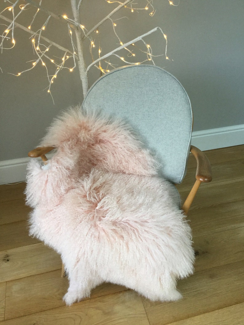 Pale Pink Sheepskin Rug Throw GORGEOUS L Tibetan Mongolian - Etsy UK