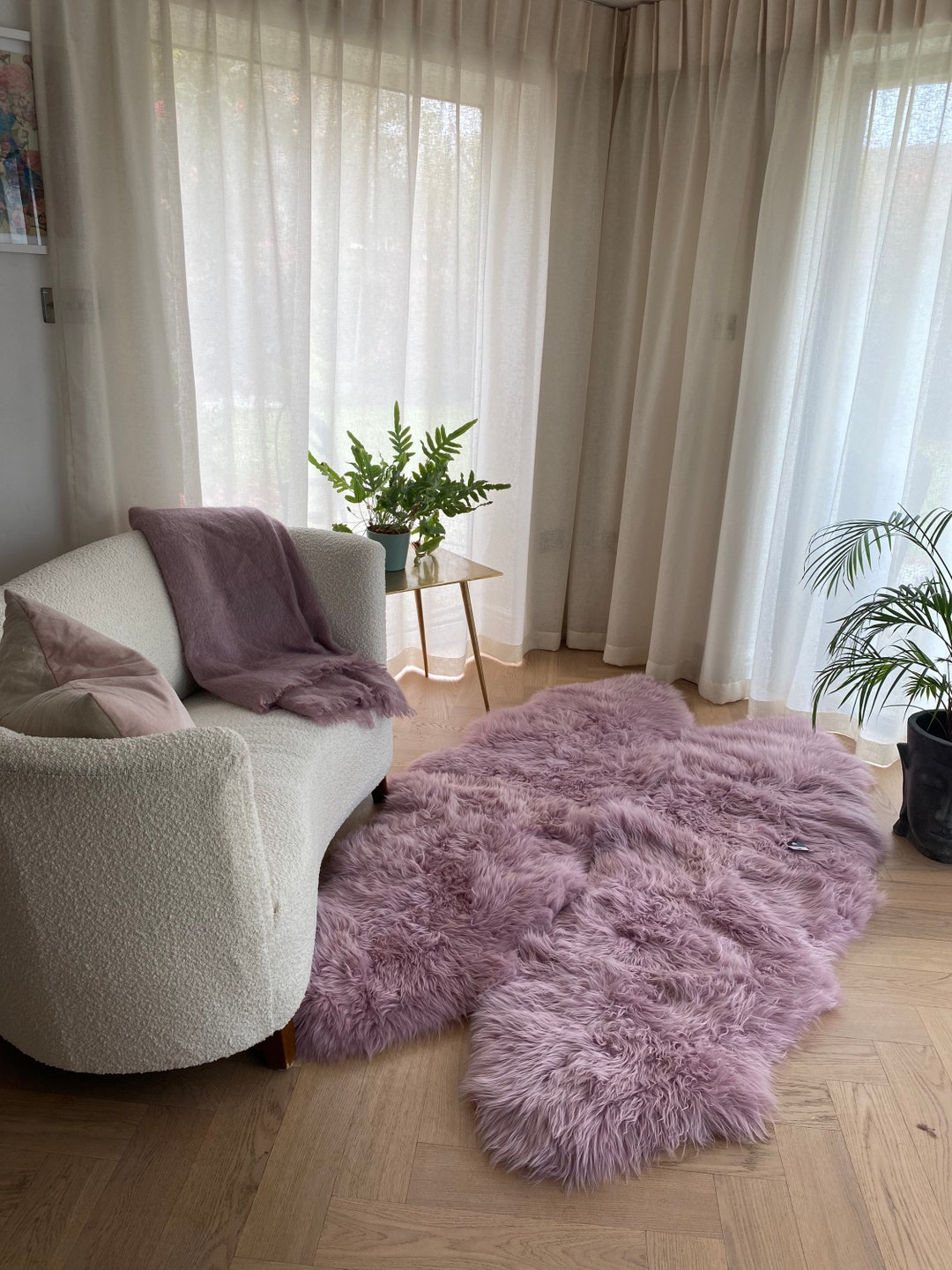Lilac Sheepskin Rug , Pale Lilac ,large Lilac Rug , Large Sheepskin Rug ...