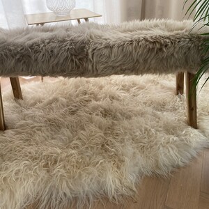 Beige Sheepskin Covered Bench, Genuine Sheepskin, Beige Sheepskin ...