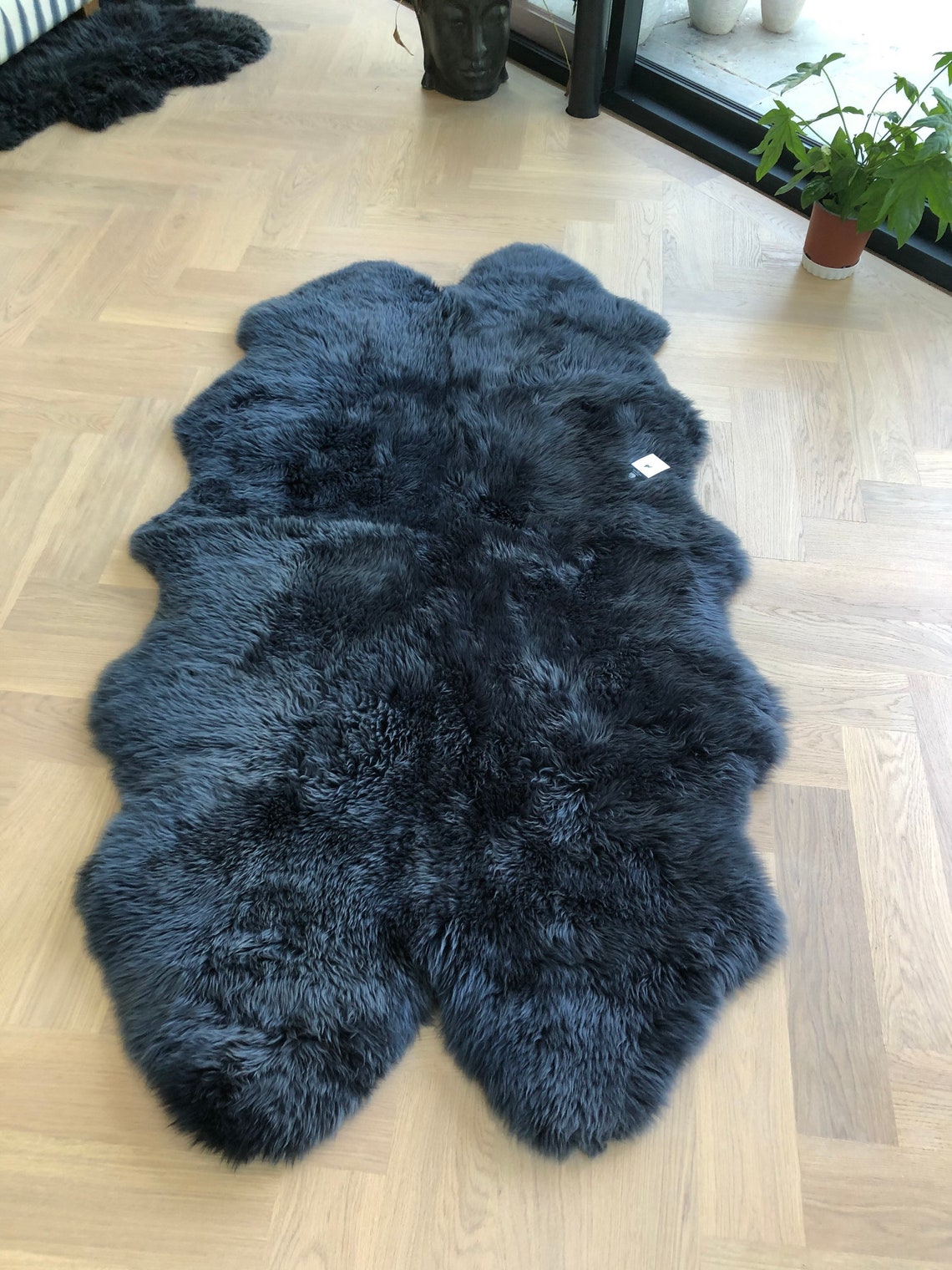 Navy Blue Sheepskin Rug , Dark Blue, Navy Rug, Navy Blue Large Rug ...