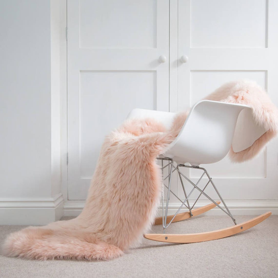 Pink Sheepskin Rug Throw Double Length Blush Pink - Etsy