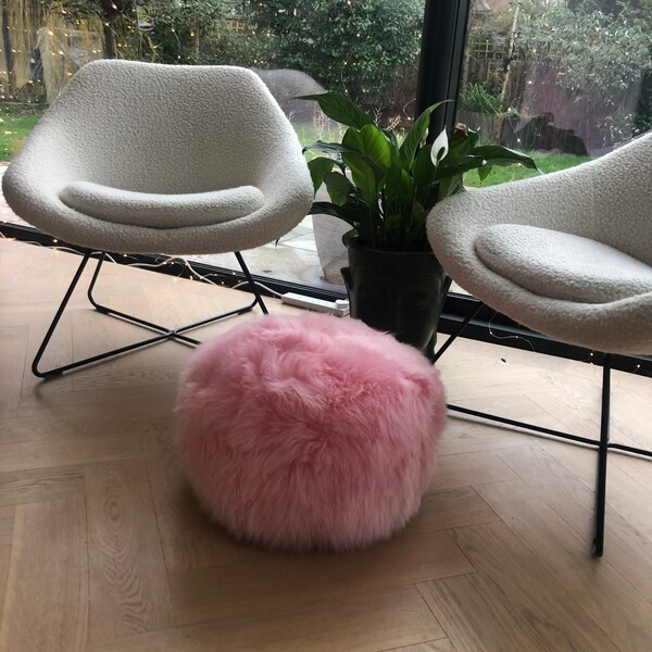 Pink Fur Stool - Etsy UK