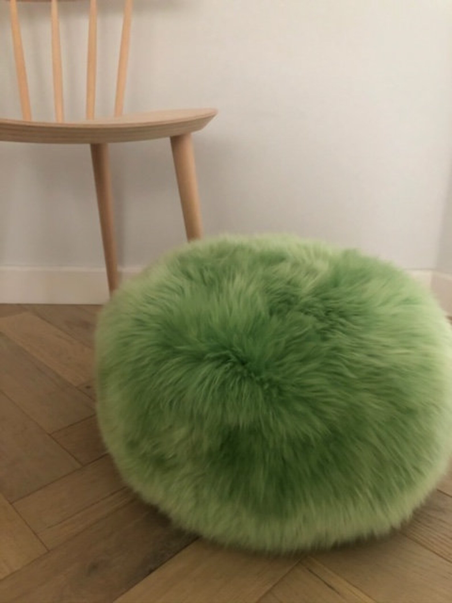Bright Green Sheepskin Pouffe Footstool Fur Pouffe Interior - Etsy UK