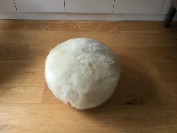 Sheepskin stool cream spotted natural sheepskin footstool | Etsy