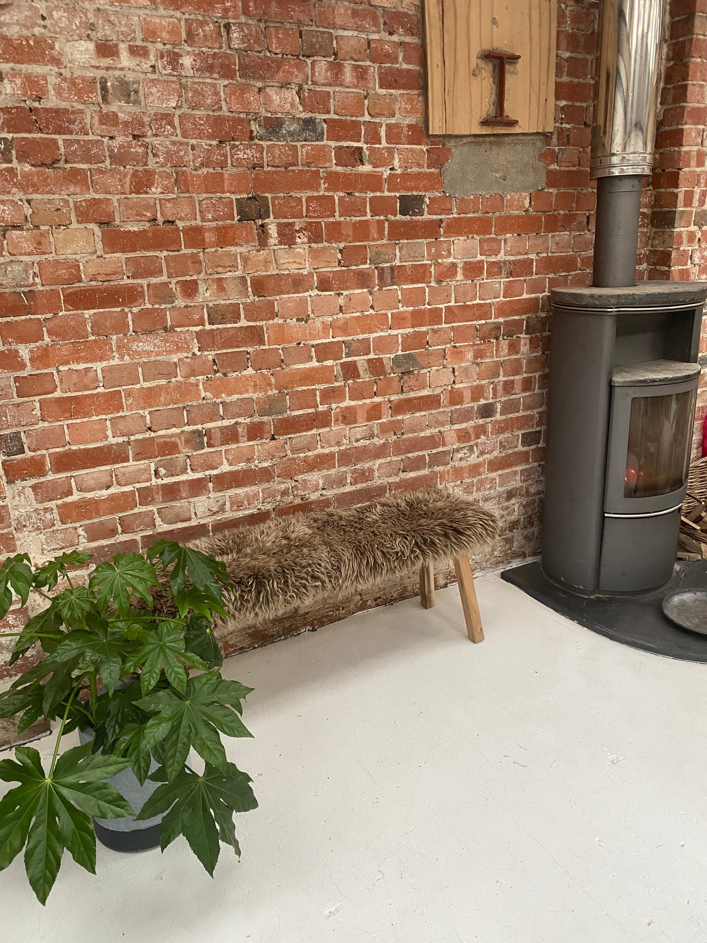 Brown Sheepskin Covered Bench, Genuine Sheepskin, Brown Sheepskin ...