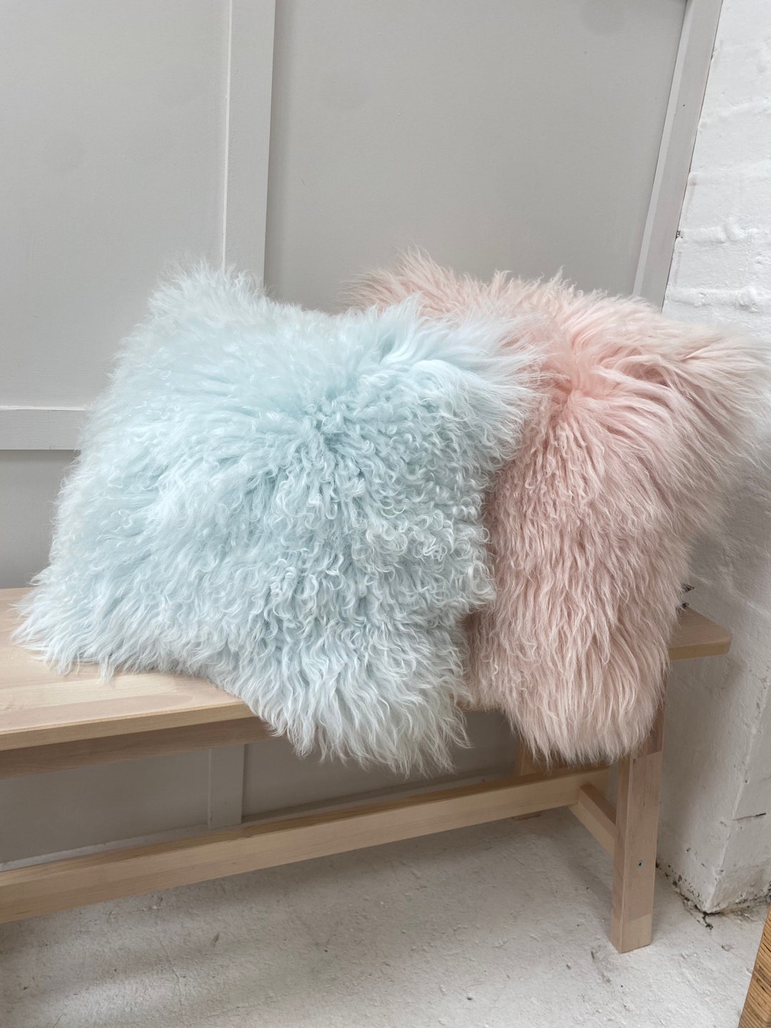 Tibetan Sheepskin Cushion,duck Egg Blue Pillow, Tibetan Mongolian ...