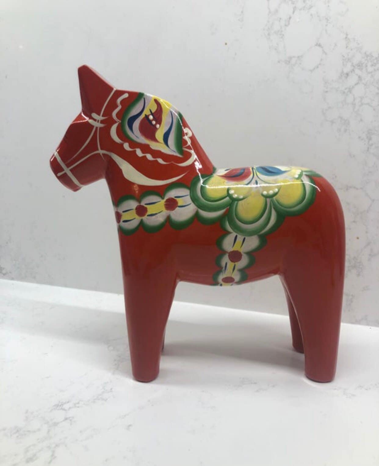 Dolls & Action Figures Toys Swedish Dala Horse Original Floral Red ...