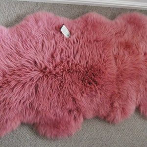 XXL Pink Sheepskin Rug Throw Gorgeous Genuine Double Sized Luxury ...