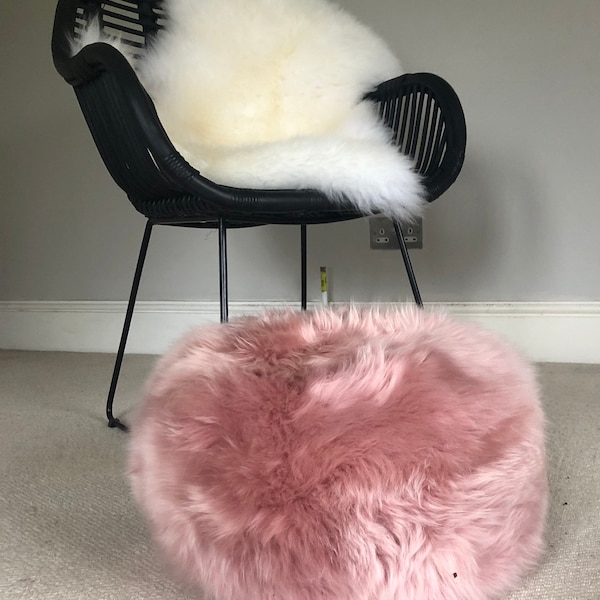 Pink Fur Stool - Etsy UK