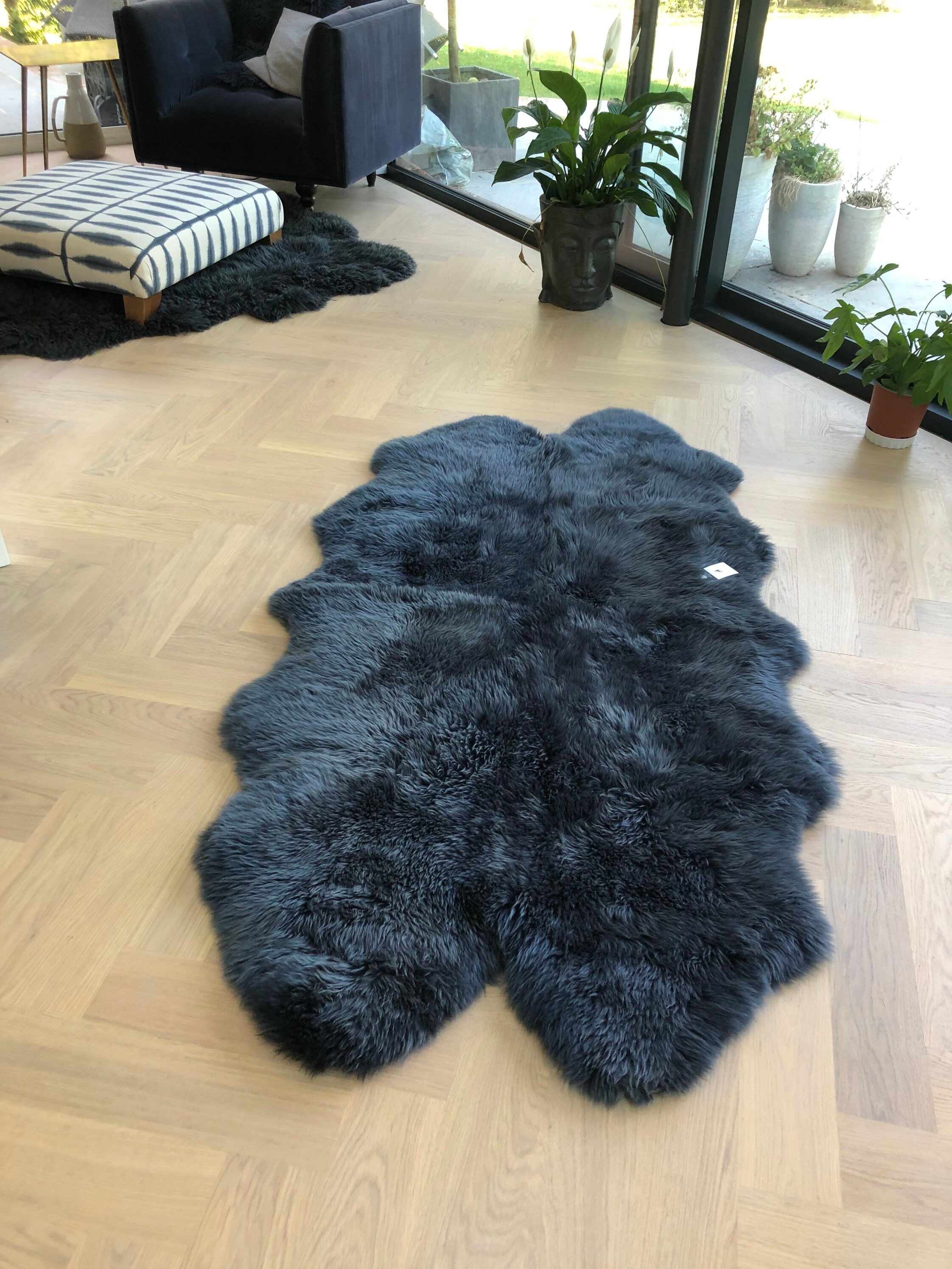 Navy Blue Sheepskin Rug , Dark Blue, Navy Rug, Navy Blue Large Rug ...