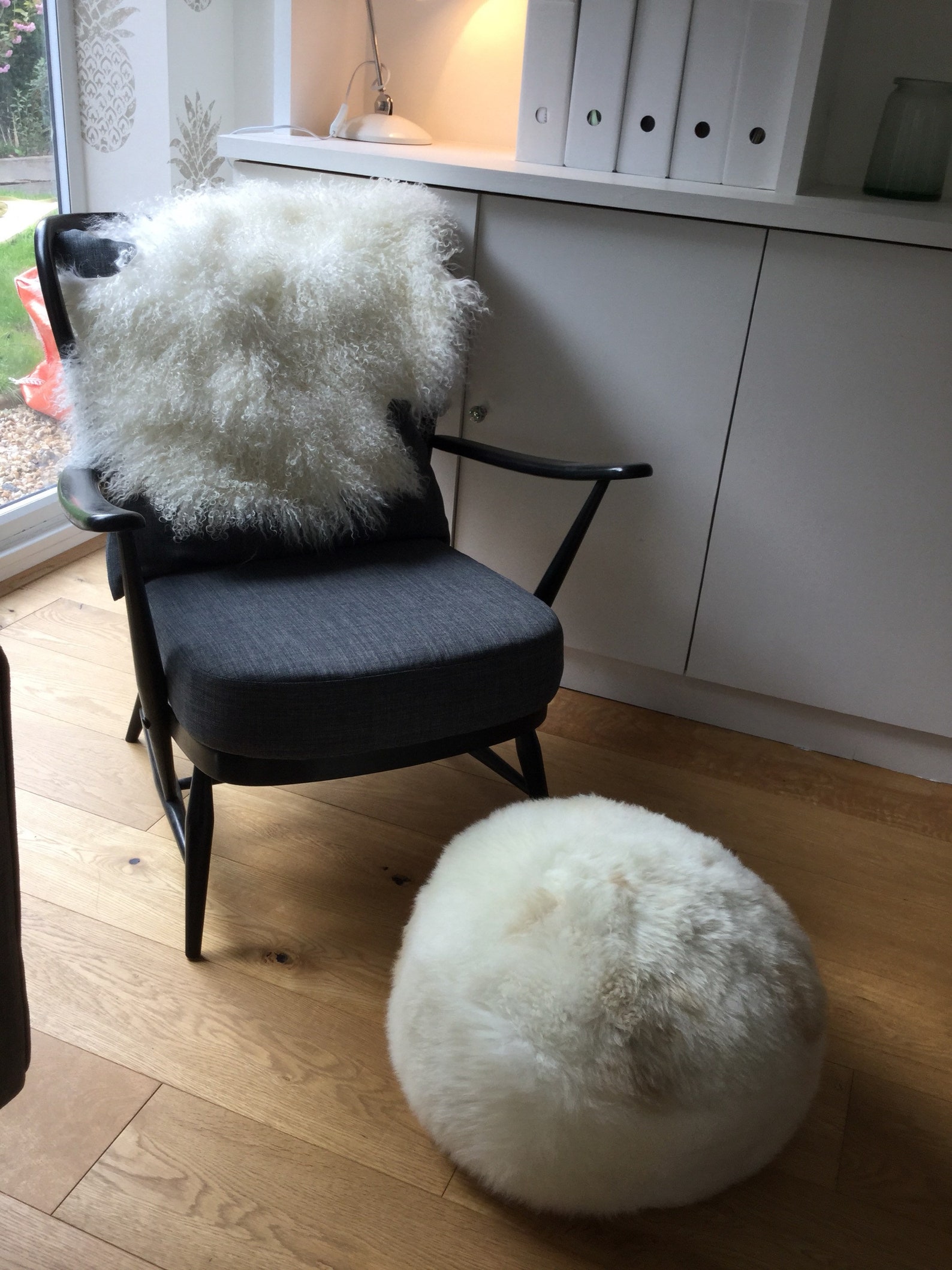 Sheepskin Stool, Cream Spotted Natural Sheepskin, Footstool, Seat ...