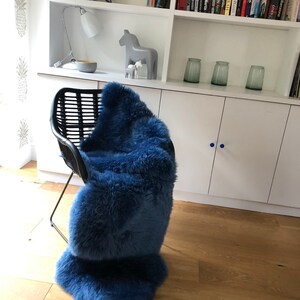 Large Sheepskin Rug, Double Length, Blue Sheepskin, Genuine Sheepskin ...