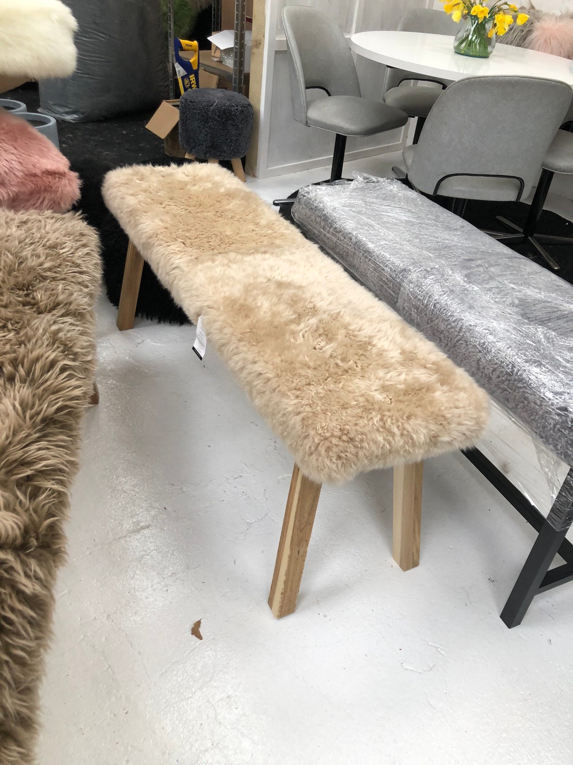 Sheepskin Covered Bench Genuine Sheepskin Bench Bench Seat | Etsy UK