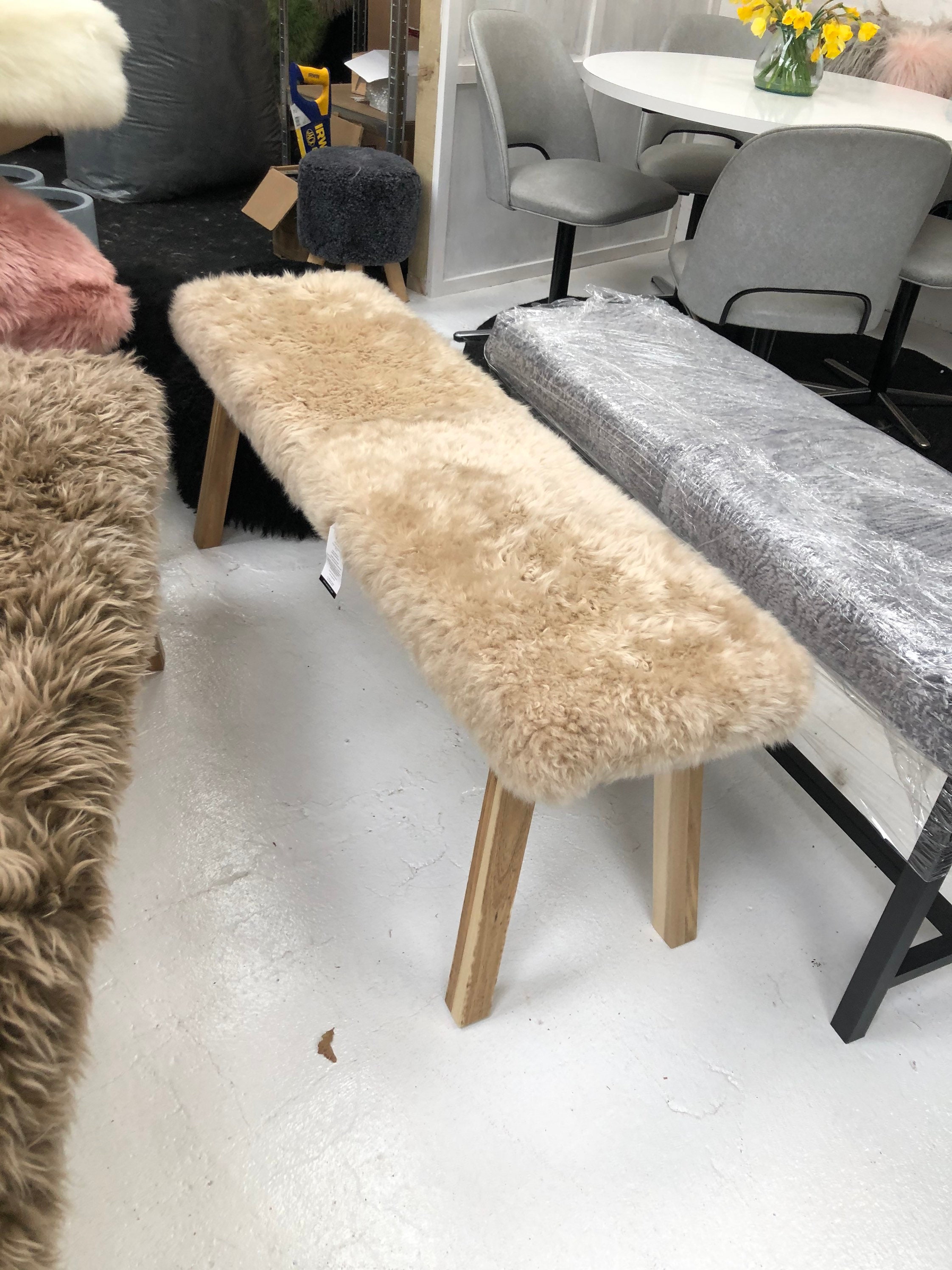 Sheepskin Covered Bench Genuine Sheepskin Bench Bench Seat | Etsy UK