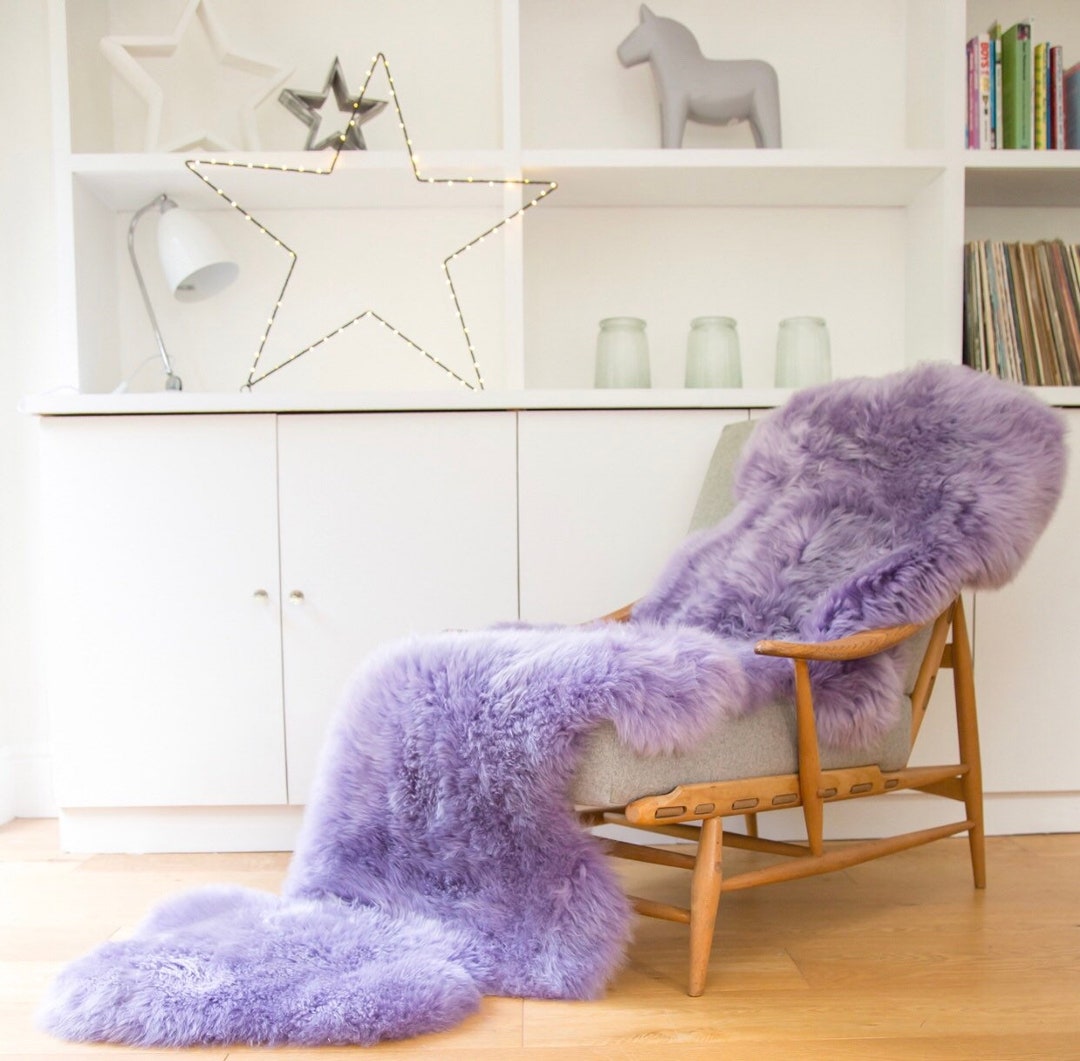 Sheepskin Rug Bed Throw Lilac Sheepskin Mauve Fur Fur - Etsy