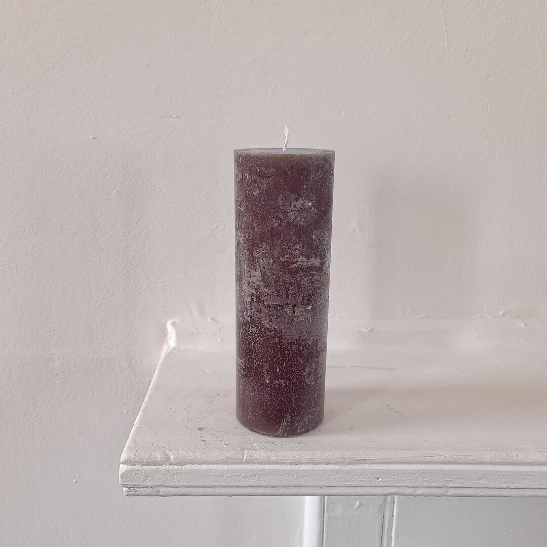 Tall Rustic Pillar Candle Home Decor Deep Forest Green Coloured Rustic ...