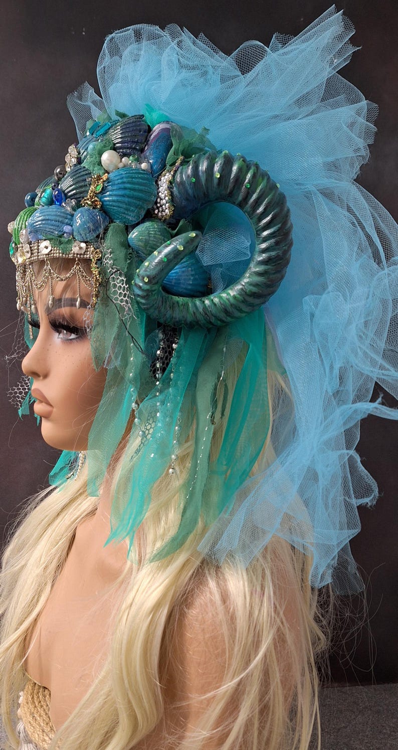 Mermaid Crown ,siren Shell Headdress,mermaid Horned Headdress,shell ...