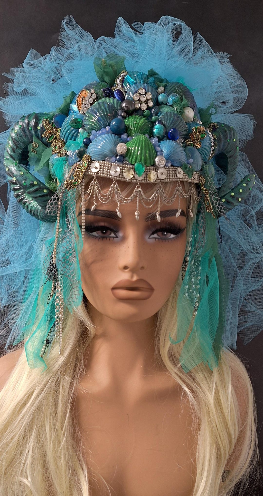 Mermaid Crown ,siren Shell Headdress,mermaid Horned Headdress,shell ...